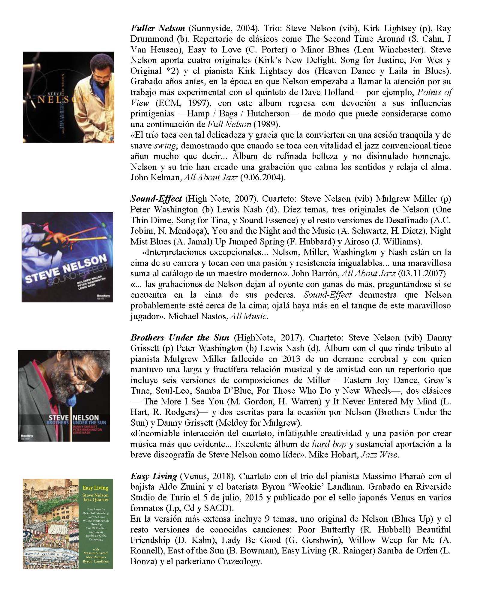 Steve Nelson Quartet. «Vibrante empatía» - Clasijazz